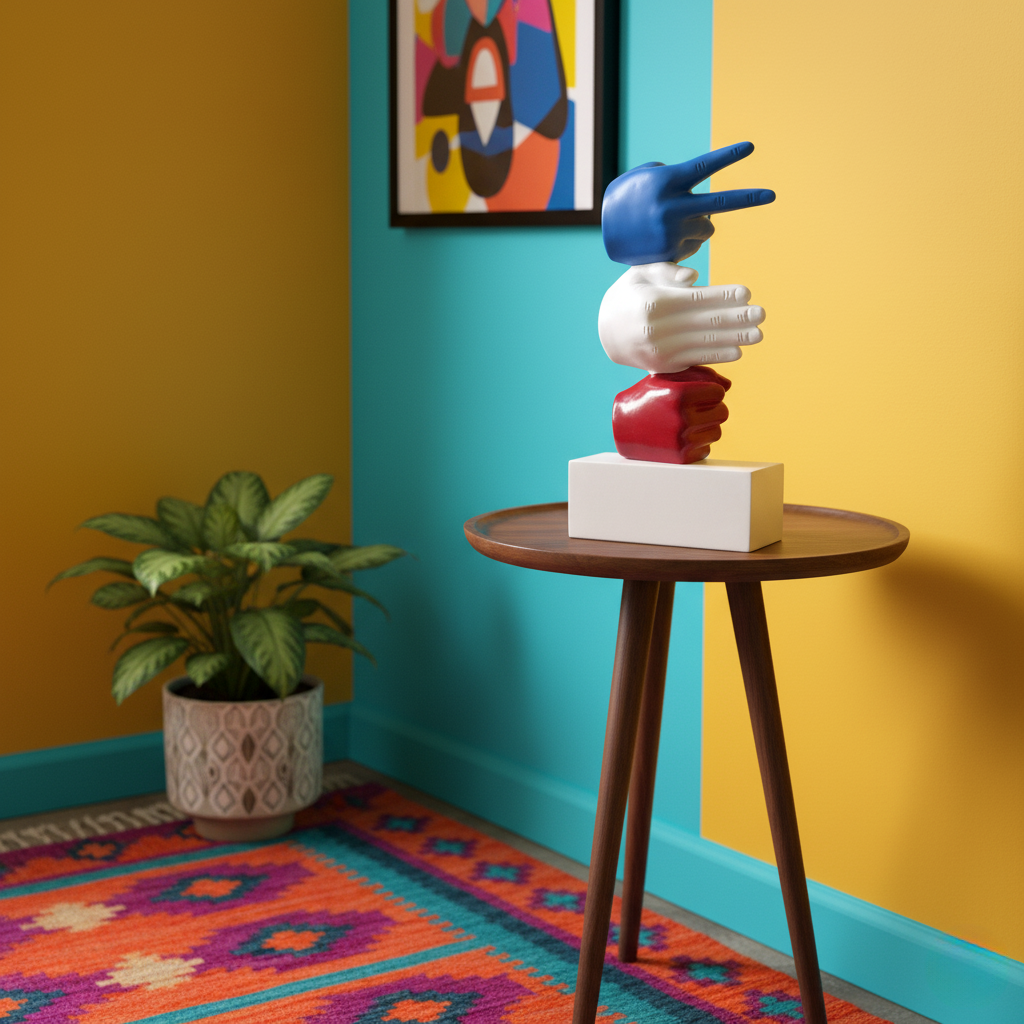 Stone,Paper,Scissor Colourfull Hand - Sculpture – TIMBER AND STONES